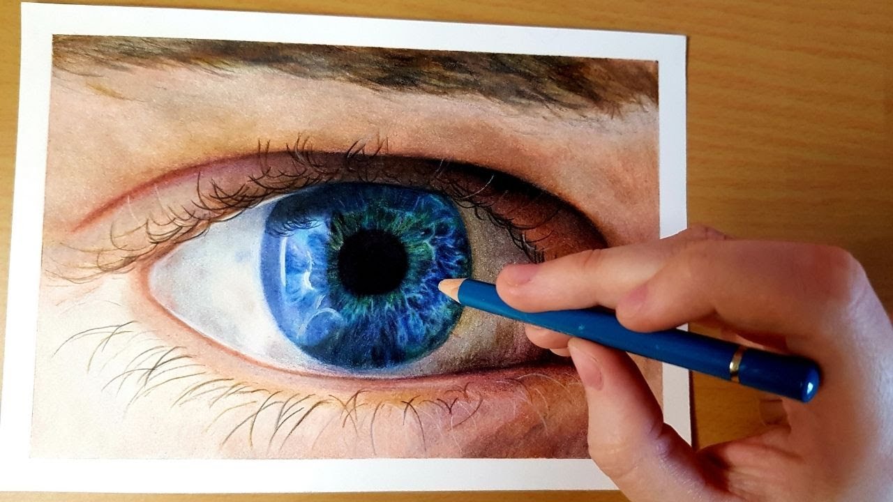 How to draw a realistic eye with colored pencils(faber castell ...