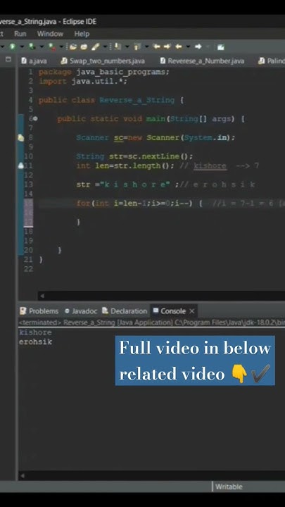 Reverse a String in java | #javaprogramming #javatutorialforbeginners #telugu #jobs #viral # ...