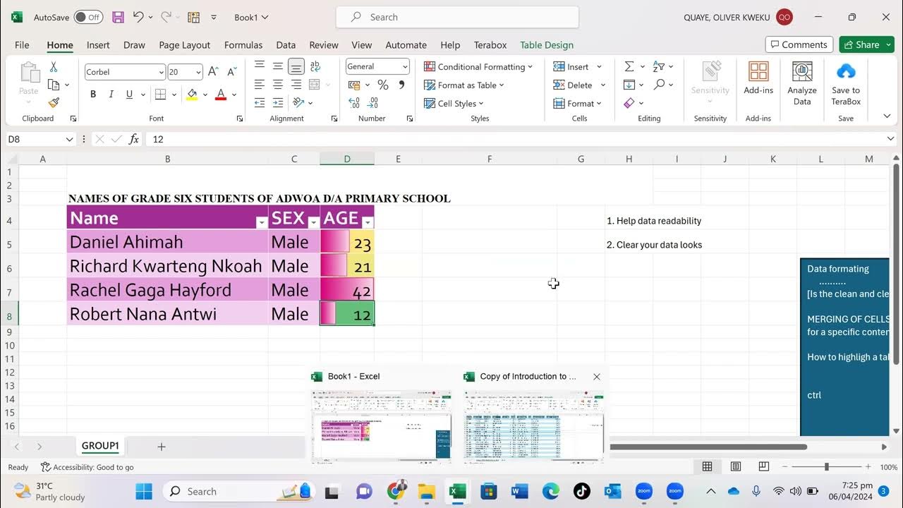 PRACTICAL SESSION ON EXCEL FUCNTION PART 1A - C 2 - YouTube