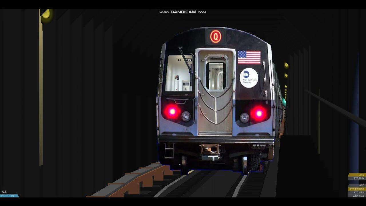 Openbve R179A V8 Alstom Q Train departing at 57th Street 7th Avenue - YouTube