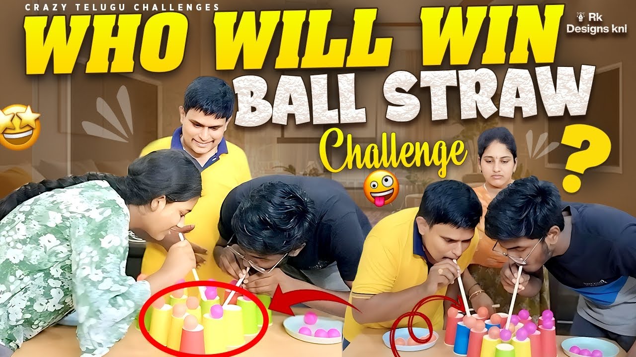 Who will win the ball straw challenge - YouTube