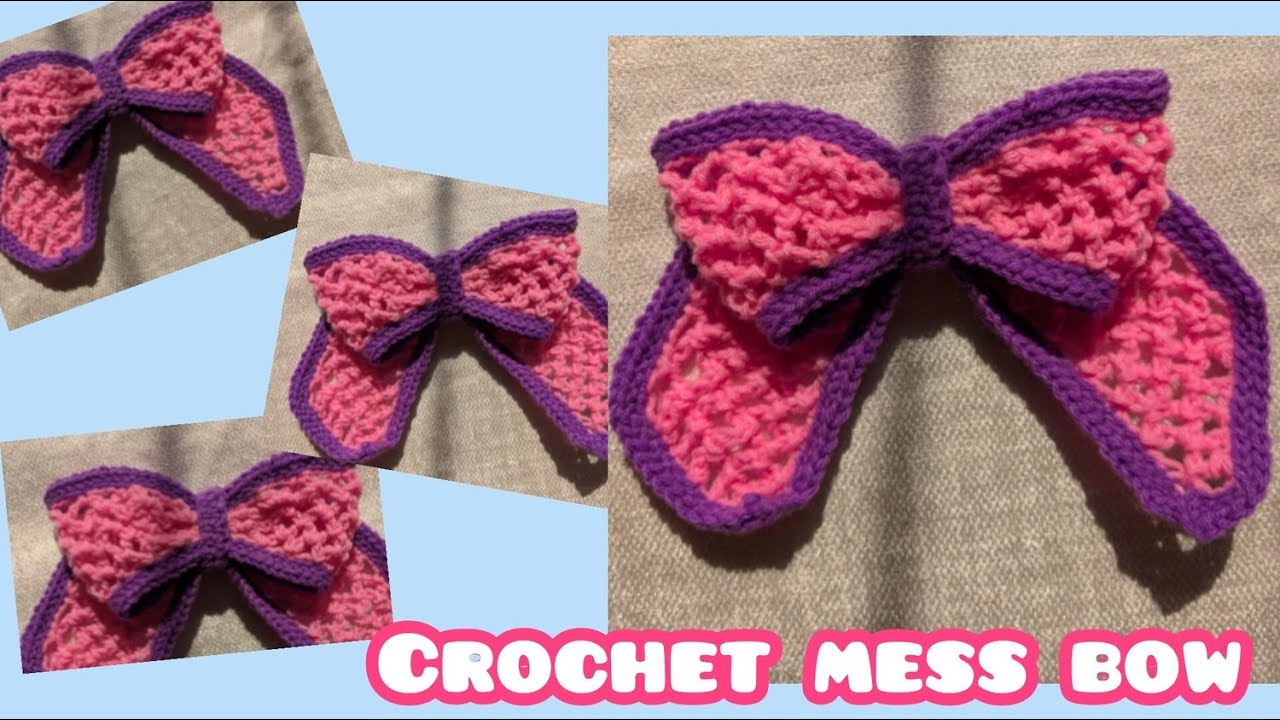 Crochet mess bow tutorial cute crochet bow crochet project easy - YouTube