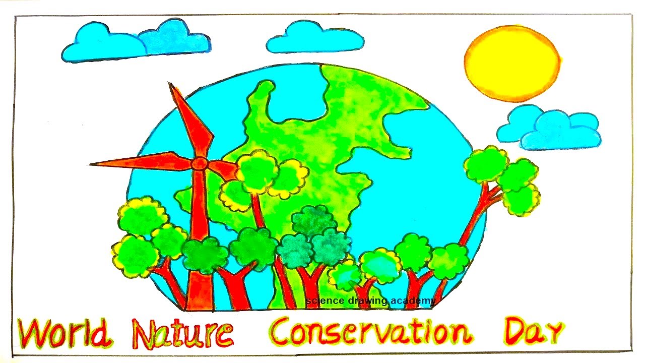 world nature conservation day drawing easy | science drawing academy ...