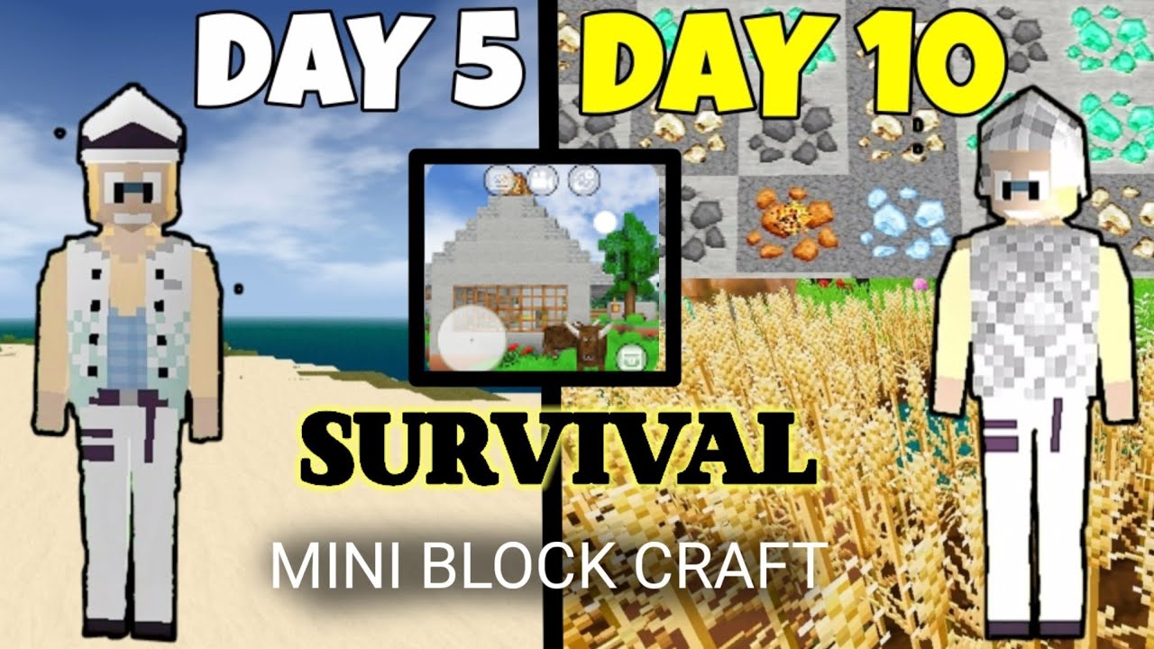 DAY 6-10 SURVIVAL MINI BLOCK CRAFT - YouTube