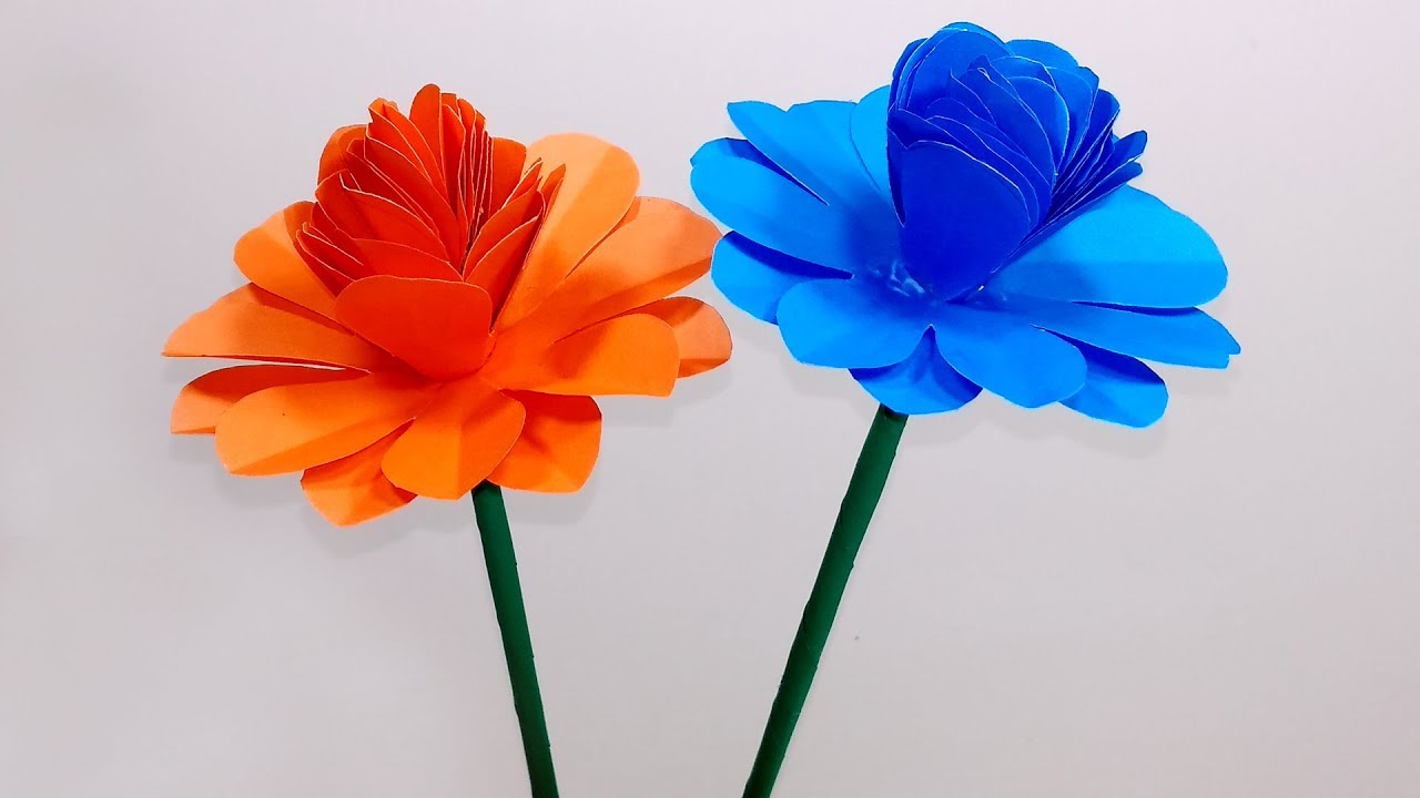 DIY Handcraft Ideas: Beautiful Stick Paper Flower | Stick Flower ...