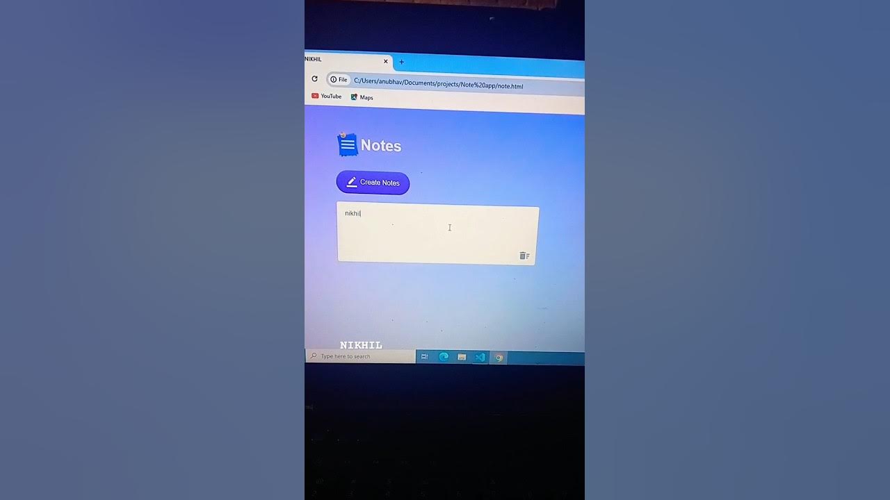 Create A Notes App Using Html Css And Javascript Miniproject Coding Shorts Youtube