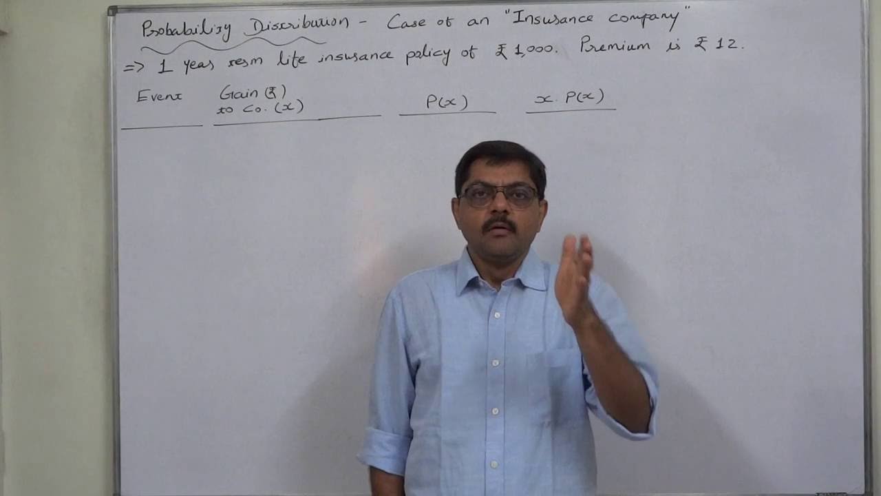 Probability Distribution 18 Expected Gain of Insurance Company - YouTube