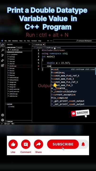 Program A Double Datatype Variable Value On C Shorts Youtube Ytshorts Trending Reels