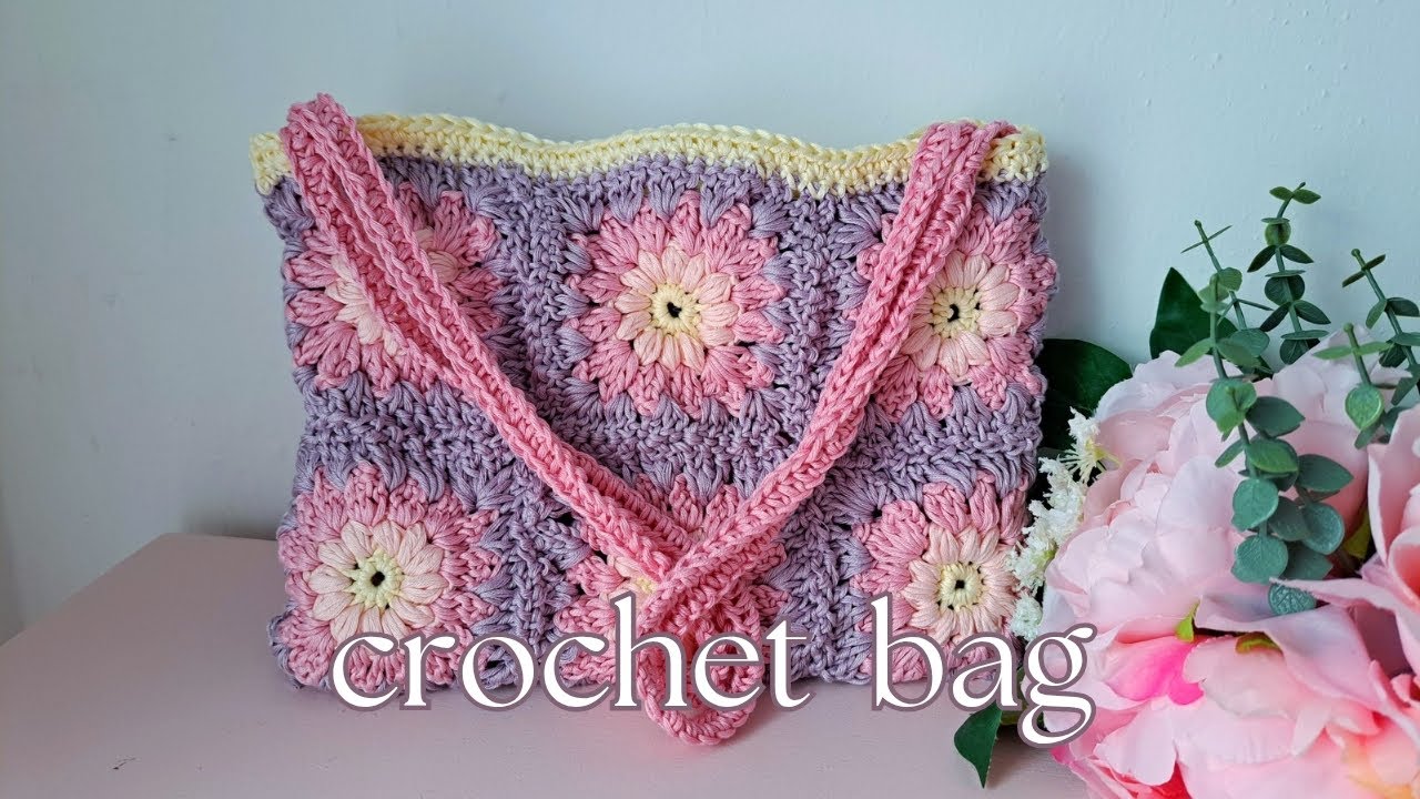 Crochet Daisy Square Bag Tutorial For Beginners DIY | How To Crochet A ...