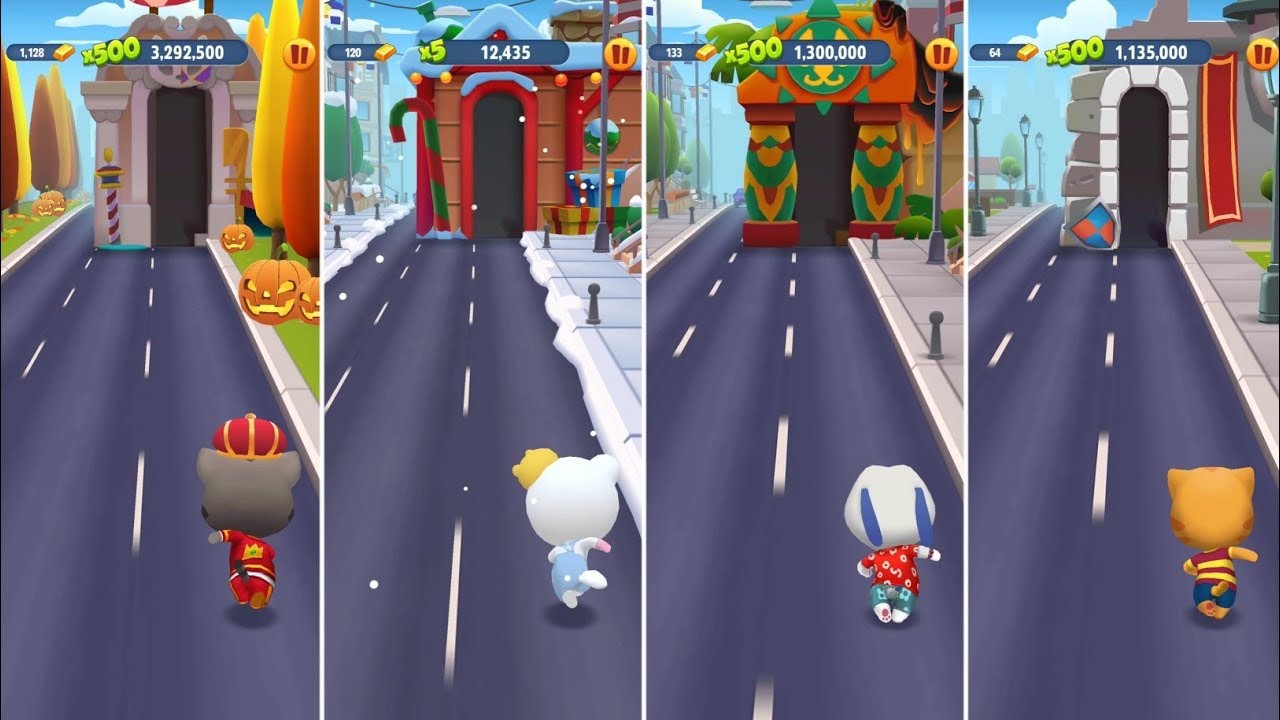Talking Tom Gold Run King Tom vs Polar Bear Angela vs Hawaiian Hank vs ...