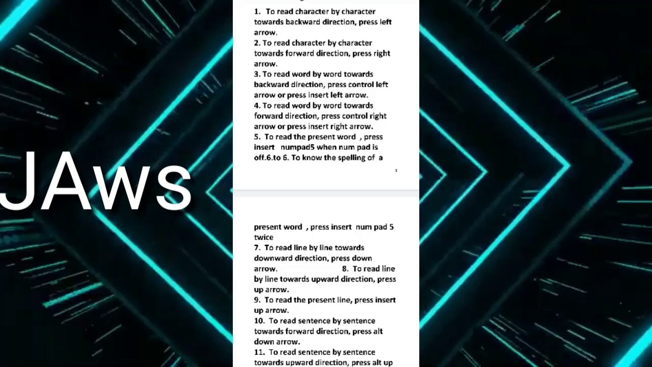 JAWS reading & selection commands in MS. Word |Telugu ENGLISH - YouTube