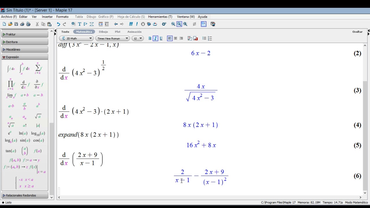 Derivadas en maple - YouTube