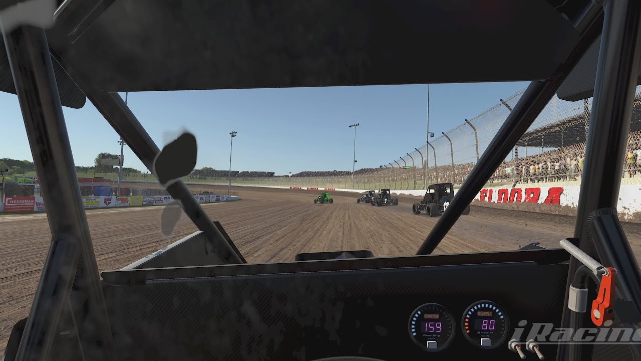 iRacing Official 25 Lap Dirt Midget Feature Race Cockpit View - Eldora ...