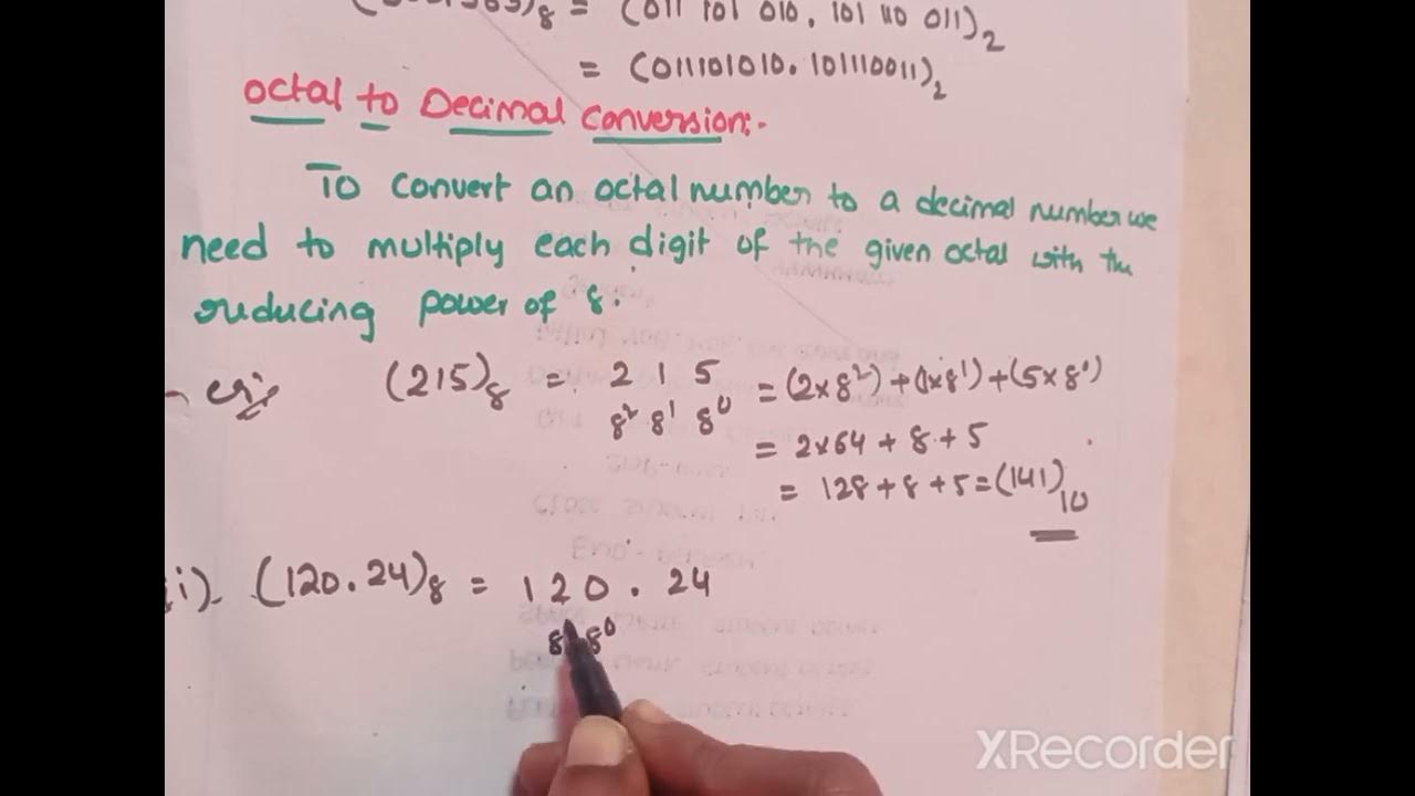 Octal to Decimal conversion with example fractional part also in telugu ...