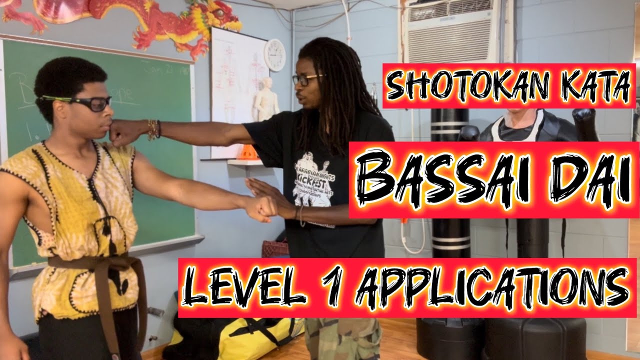 Shotokan - Bassai Dai: Level 1 Applications and Explanation - YouTube