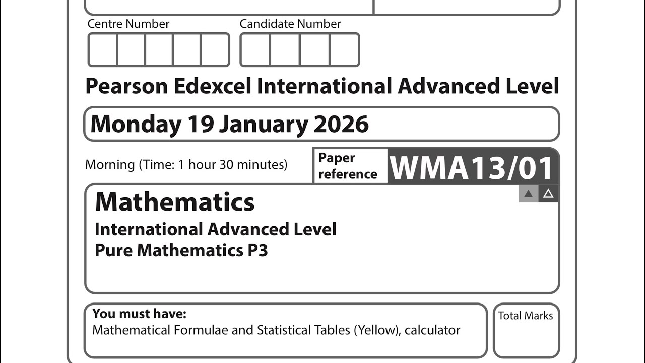 EDEXCEL IAL PURE MATH 3 JAN 2026 PAPER WALKTHROUGH - YouTube
