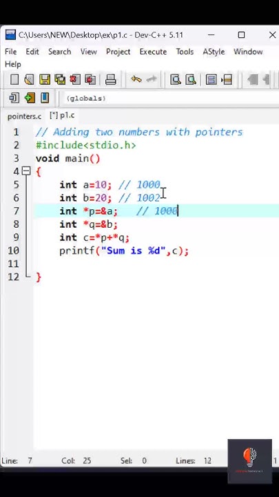 Pointers - how to add two numbers | #pointers #pointersinc - YouTube