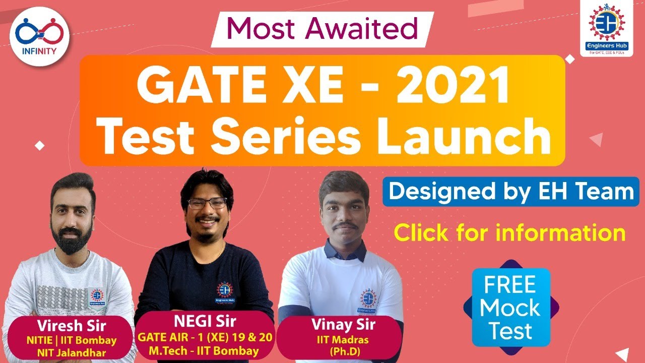 GATE-2021(XE): Live || Test Series Launch || XE-A/B/D/E Test Series ...