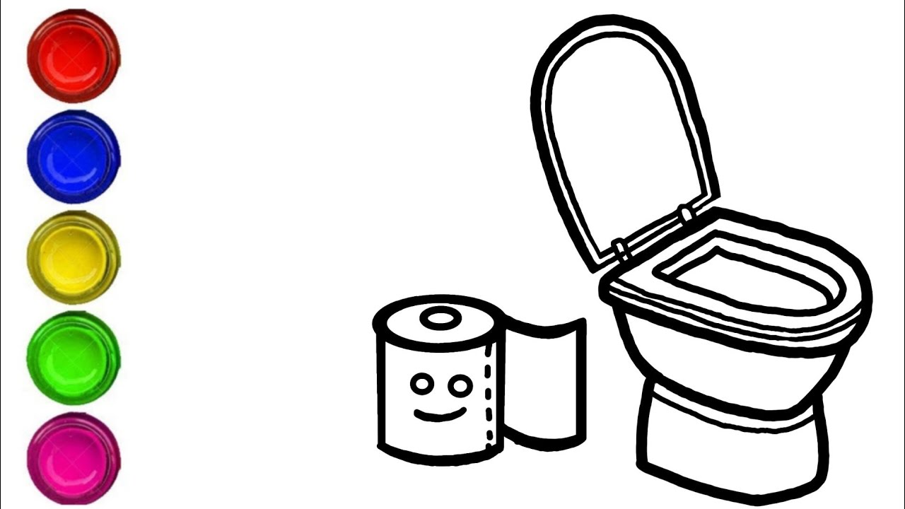 How to draw a Toilet || Toilet drawing, painting and colouring for Kids ...