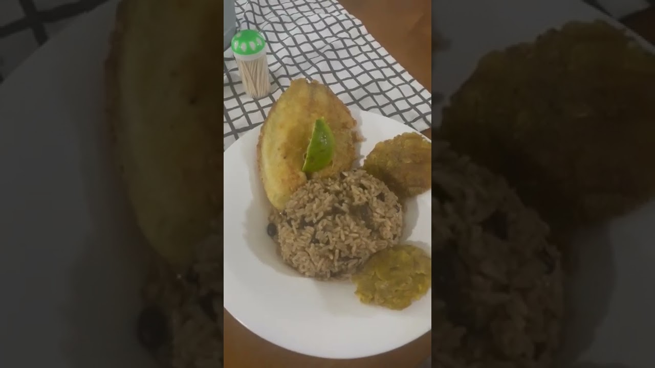 Fried fish and rice w/ Black beans and Tostones - YouTube