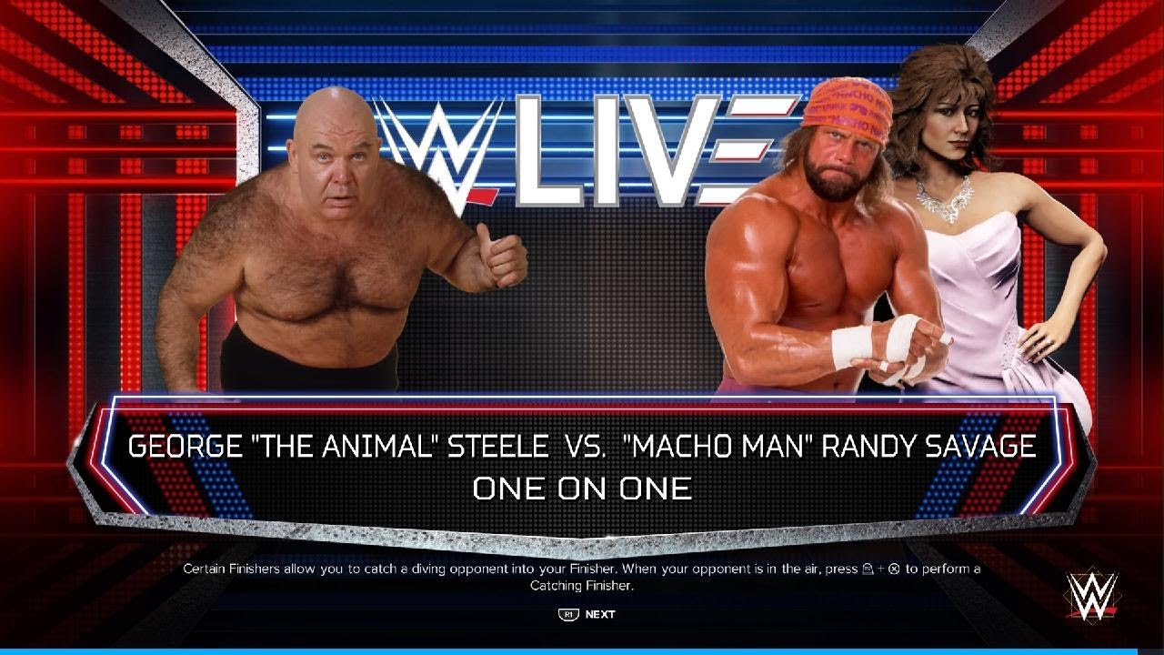 WWE 2K24 George "The Animal" Steel vs Randy "Macho Man" Savage (w/ Miss ...