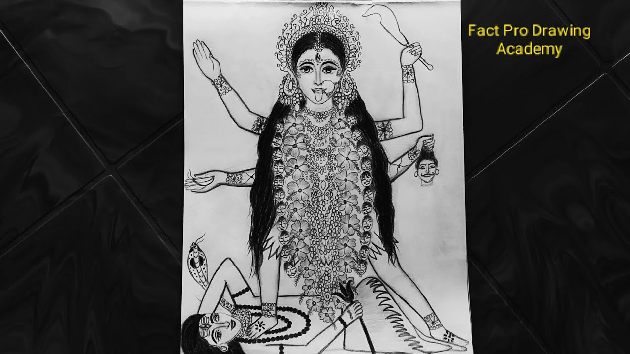 How To Draw Maa Kali Maa Kali Drawing Step By Step For Beginners Maha Kali Drawing Maa Kali