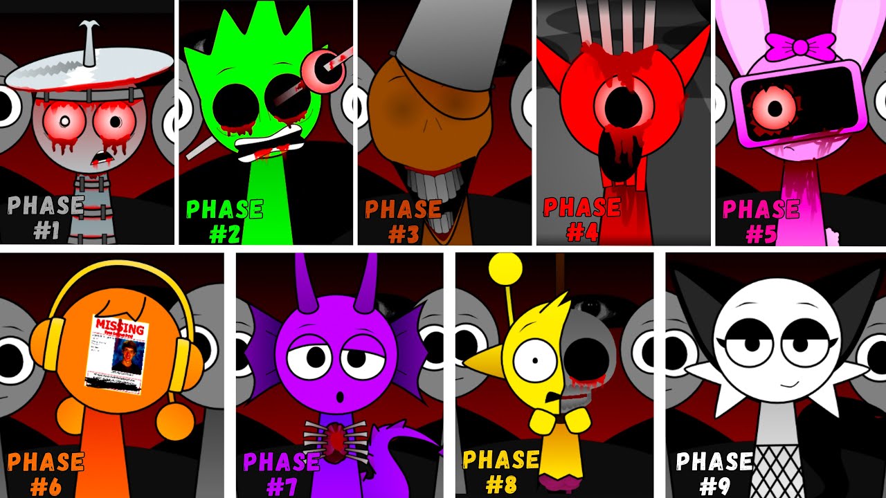 All Sprunki Characters Swap Version 1-9 Phases NEW Update #sprunki ...