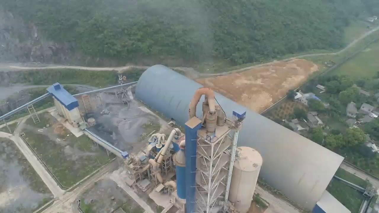 On top of preheating tower of a cement plant - YouTube