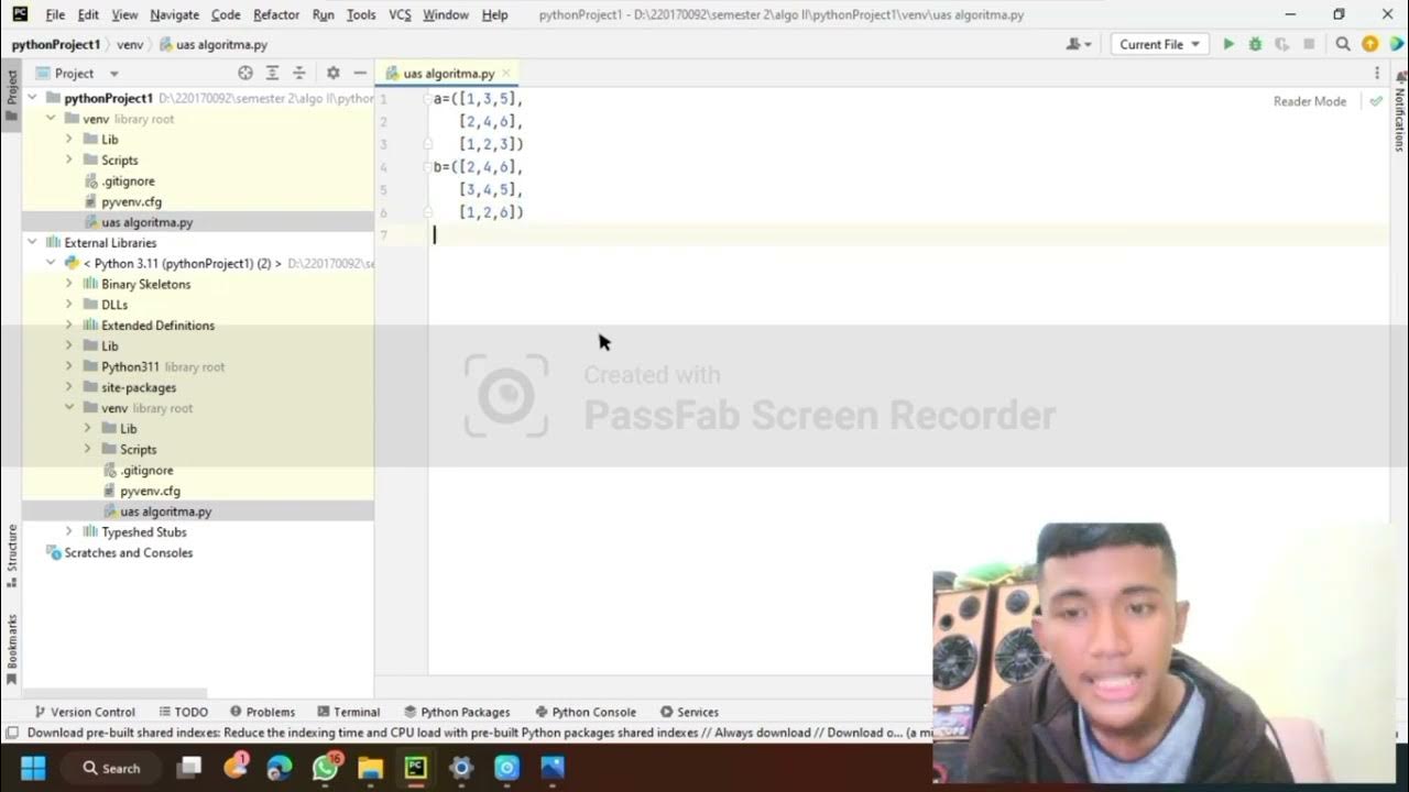 perkalian matriks ordo 3x3 dengan python di pycharm - YouTube