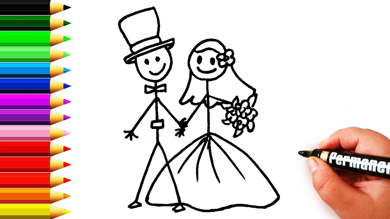 Easiest Bride And Groom Drawing In YouTube !! - YouTube