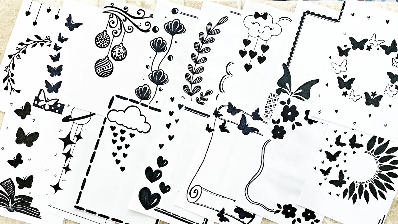 20 Black Border Designs || Project Designs || Front Page Designs for ...