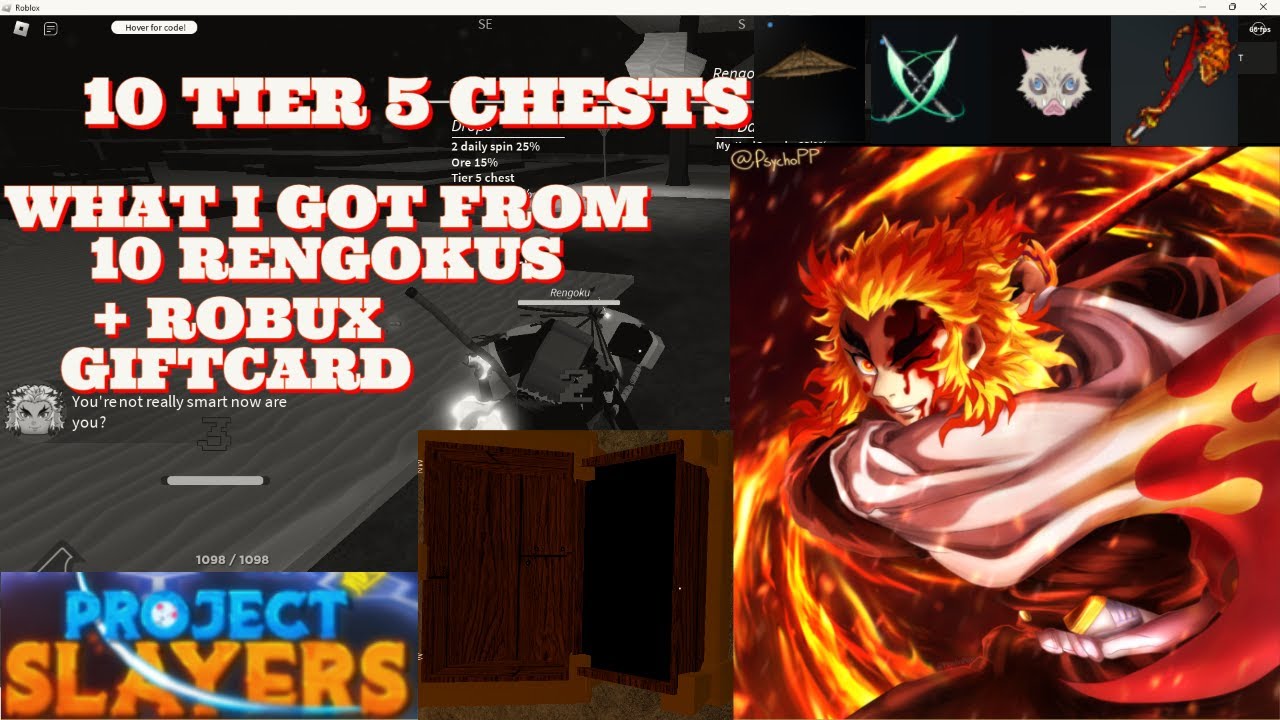 What I Got From 10 Tier 5 Chests (Rengoku Boss) Project Slayers - YouTube