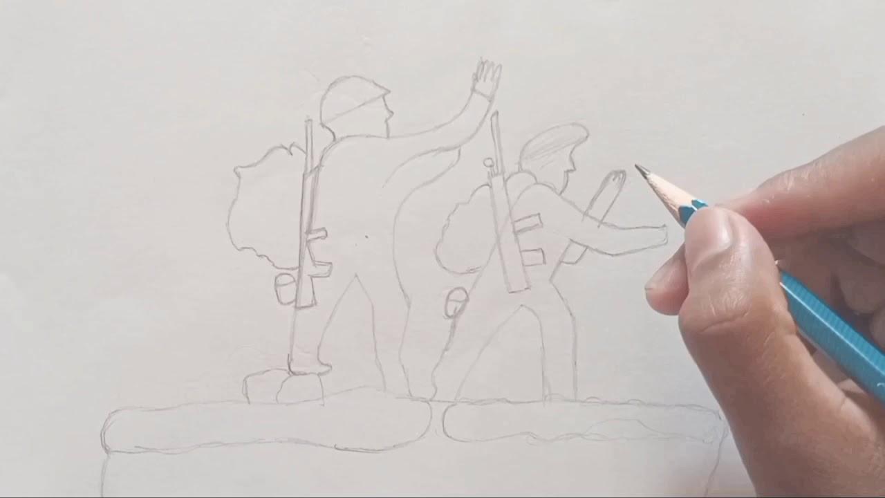 How to draw realastic army pencil Sketch|Indian army|outline tutorial ...