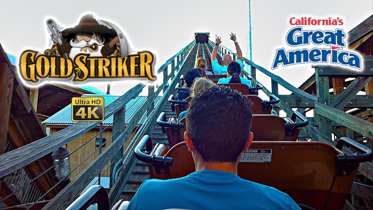 2024 Gold Striker Roller Coaster On Ride Middle Seat 4K POV California ...