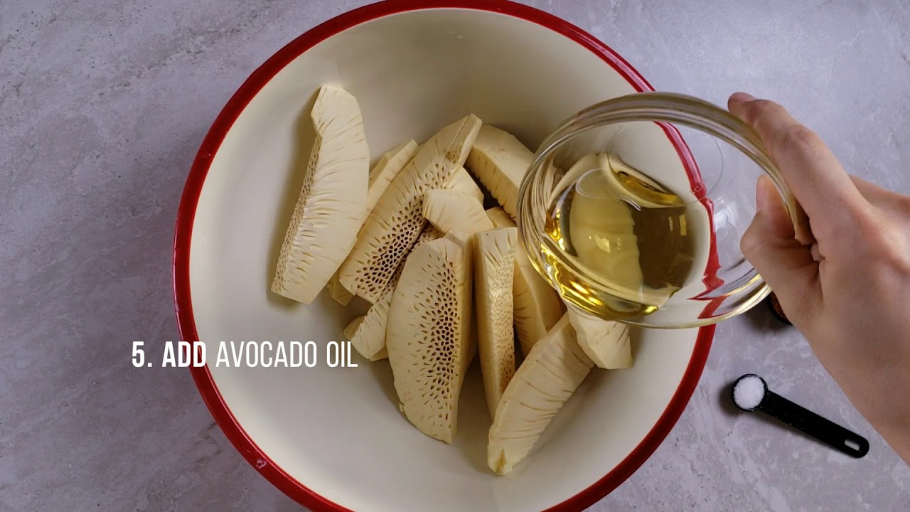 Harissa Breadfruit Fries with Sriracha Ketchup - YouTube