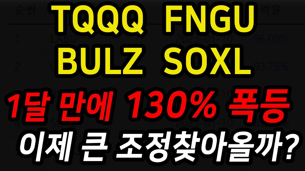 TQQQ SOXL FNGU BULZ 1월 역대급상승 큰 조정 찾아오나? - YouTube