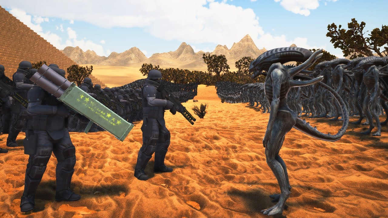200,000 Alien vs 10,000 Rail Gun Soldier & 10,000 Rocket Soldier ...