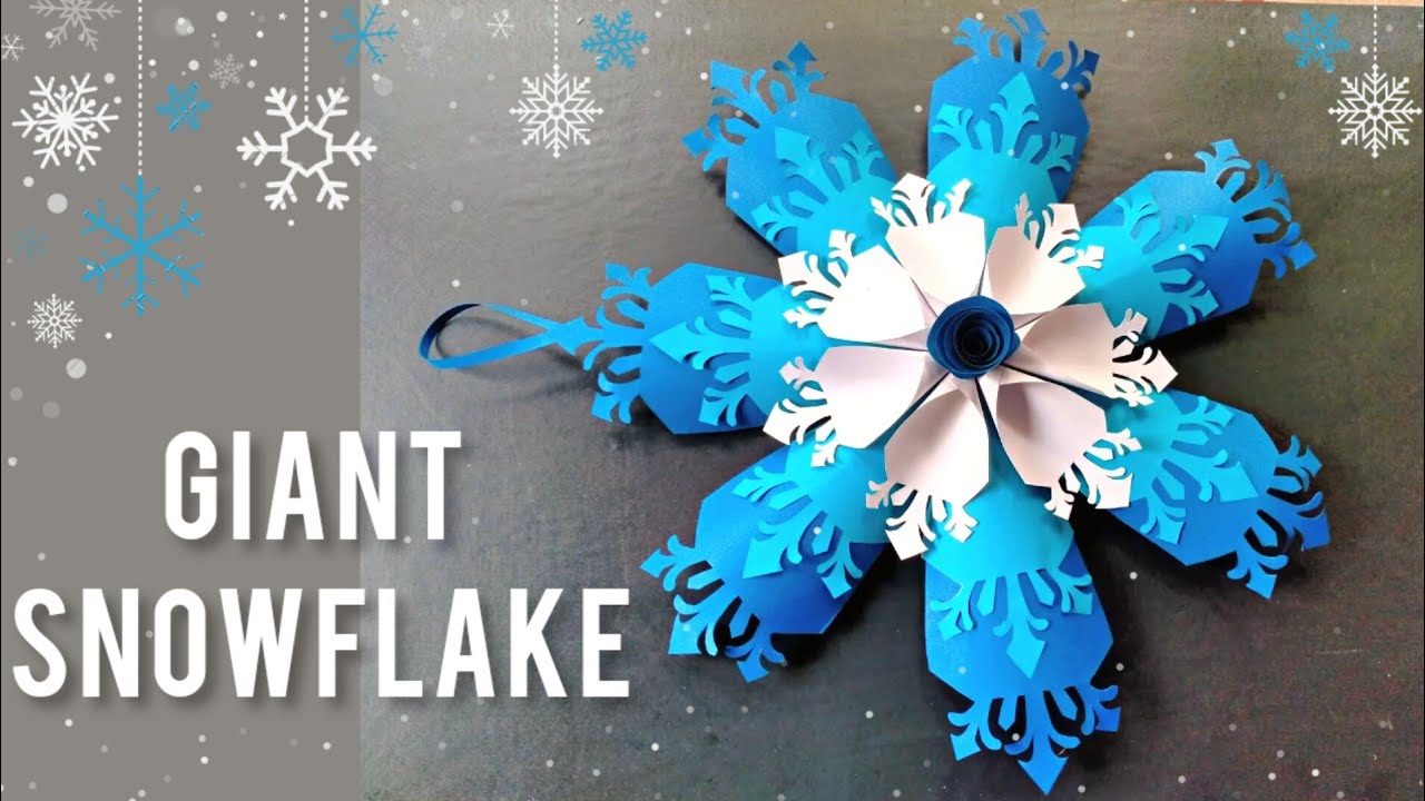 DIY 3D paper snowflake/how to make snowflake/free template giant ...