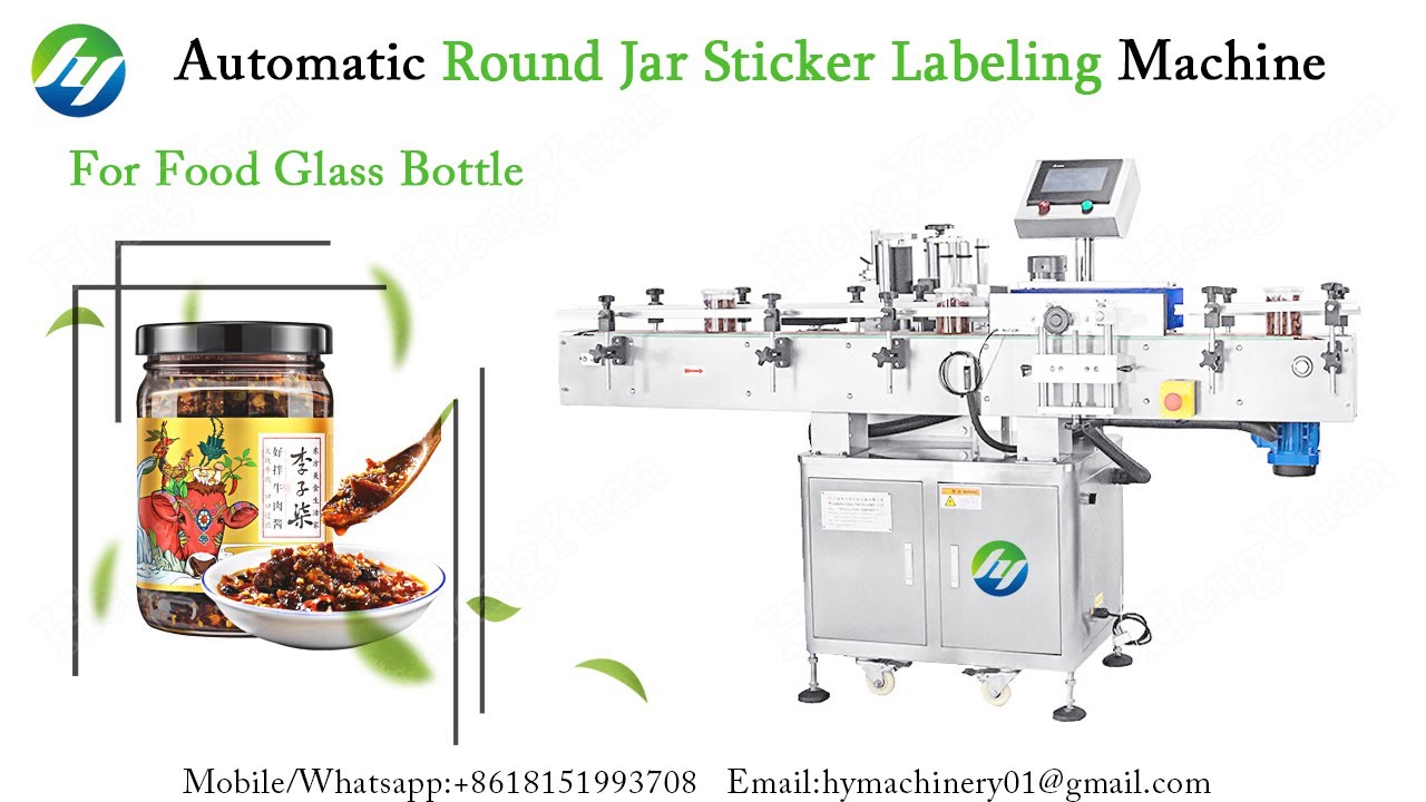 Automatic Round Jar Sticker Labeling Machine for food glass bottle ...