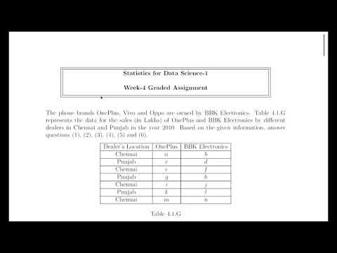 Statistics 1 Week 4 Graded Assignments (IITM) - YouTube