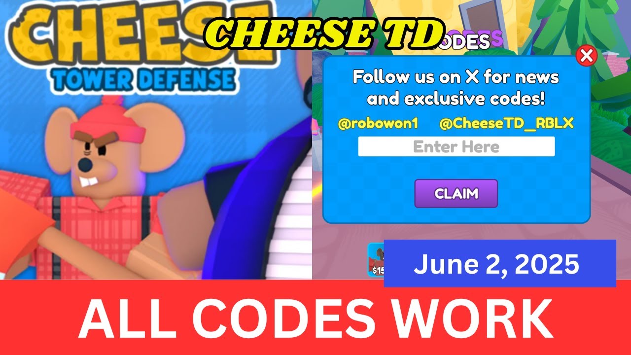 ALL Codes Work UPDATE Cheese TD ROBLOX, June 2, 2025 - YouTube
