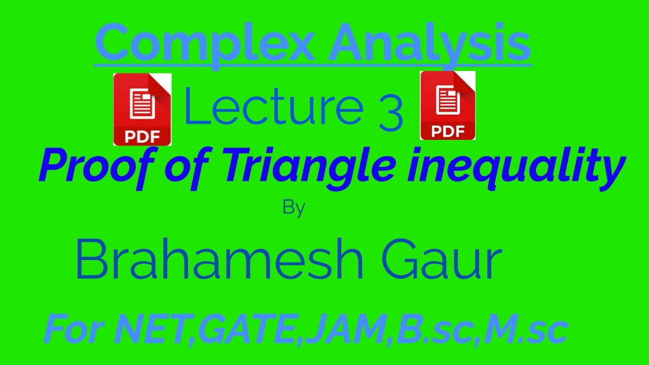 Complex analysis| Proof of Triangle inequality with pdf - YouTube