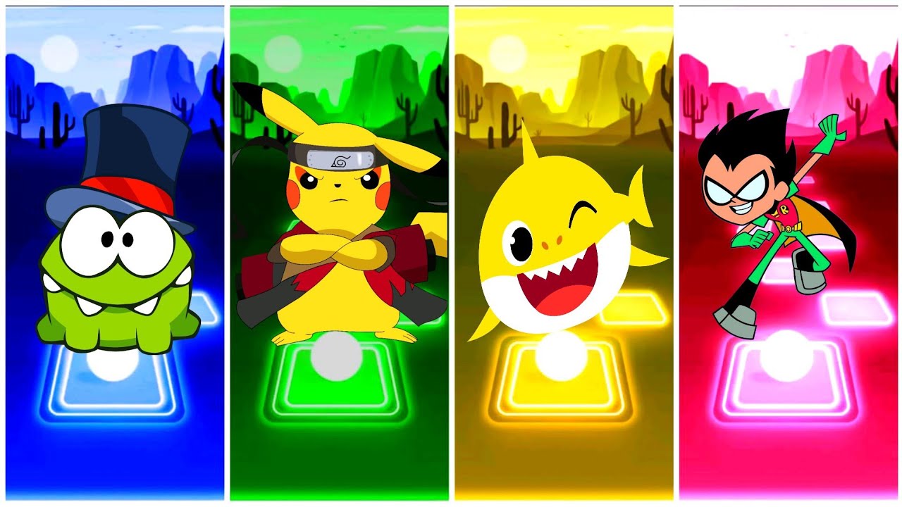 Om Nom 🆚 Pika Pika Pikachu 🆚 Baby Shark 🆚 Teen Titans Go 🎶 Tiles Hop ...