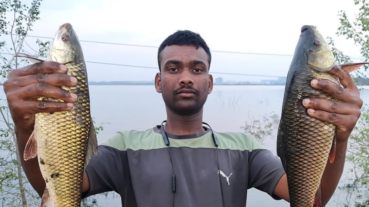 my first grass crap || rohu fish catching in gandipet - YouTube