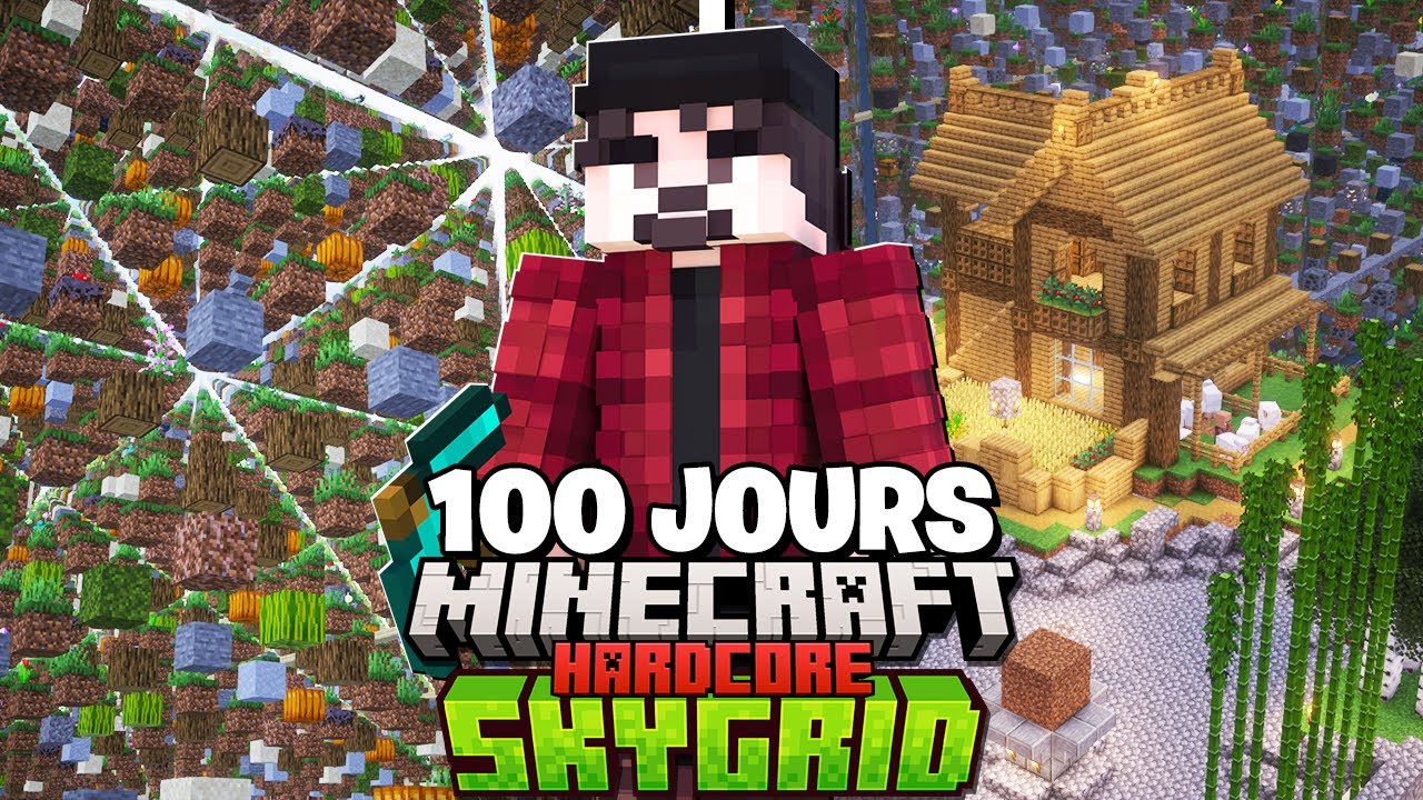 Jai Survécu 100 Jours En Skygrid Hardcore Sur Minecraft Youtube