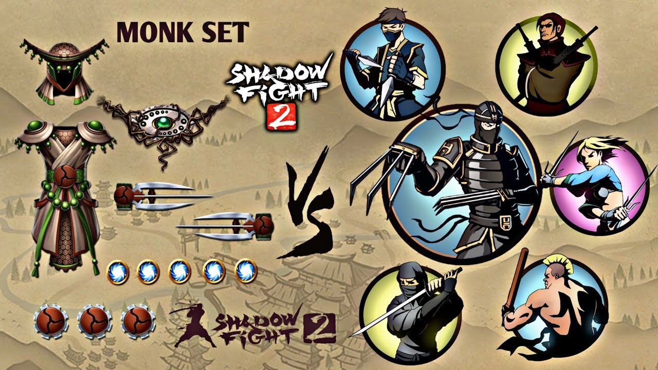 Shadow Fight 2 | Monk Set vs Lynx and Bodyguards - YouTube