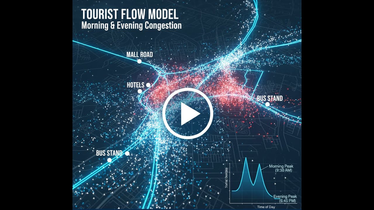 MATSim-based traffic simulation of Nainital, visualized using VIA ...