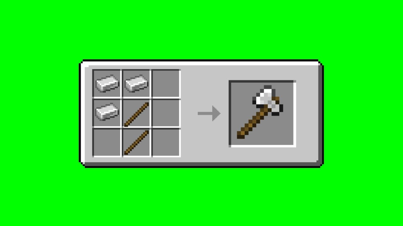 minecraft iron tools crafting animation green screen - YouTube