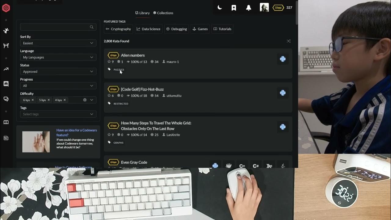 Codewars | Python | HHKB keyboard | 40 min real time | no talking | EP-5 - YouTube