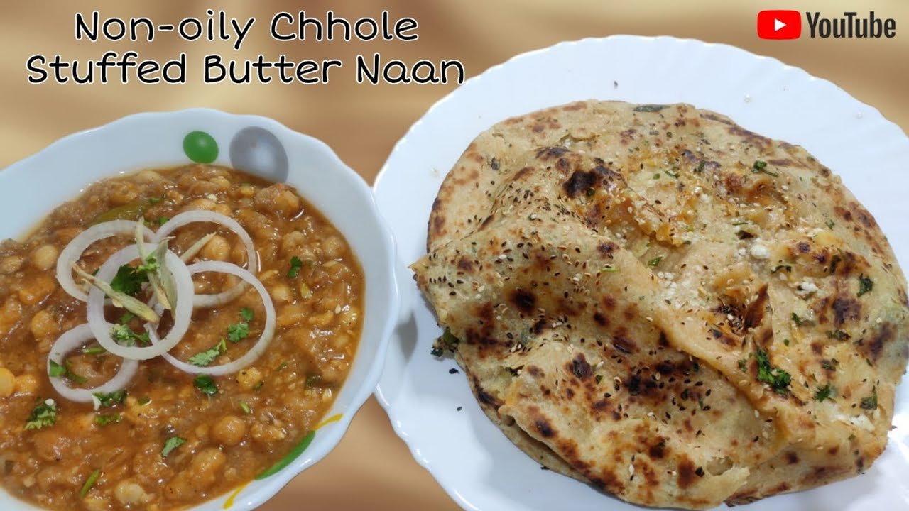 Stuffed Butter Naan & Non oily Chhole Recipe, Chur Chur Naan, Amritsari ...